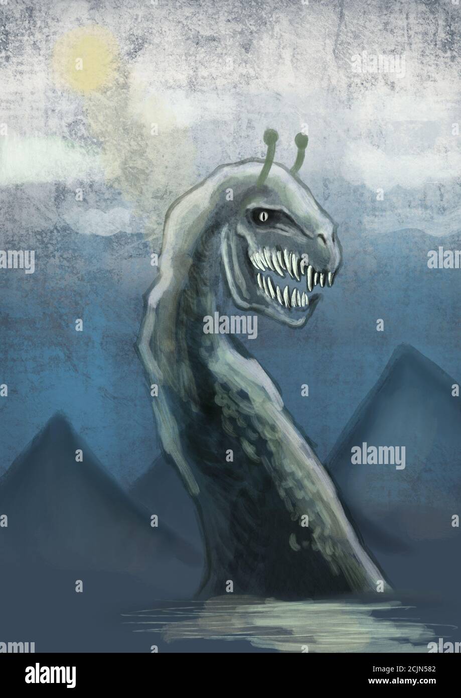 LOCH NESS MONSTER Illustration eines KryptID-Monsters Stockfotografie ...