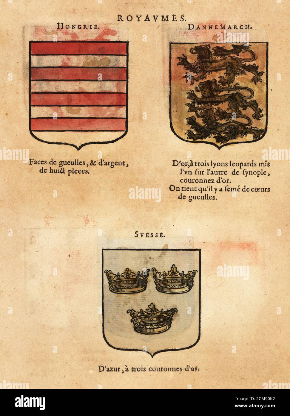 Wappen der Königreiche Ungarns mit barry aus Rot und Silber, Dänemark ...