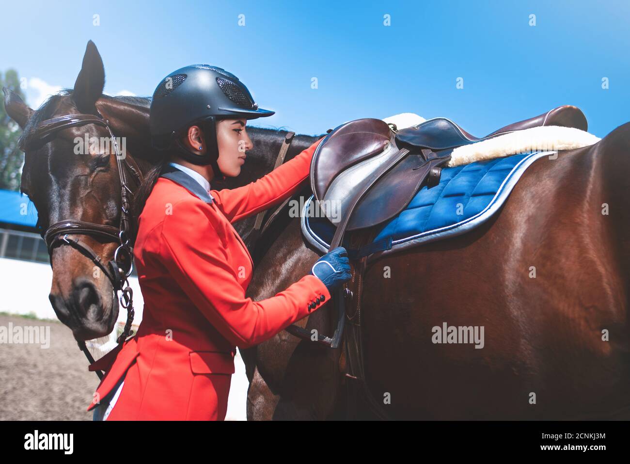 Satteln reiterin -Fotos und -Bildmaterial in hoher Auflösung – Alamy