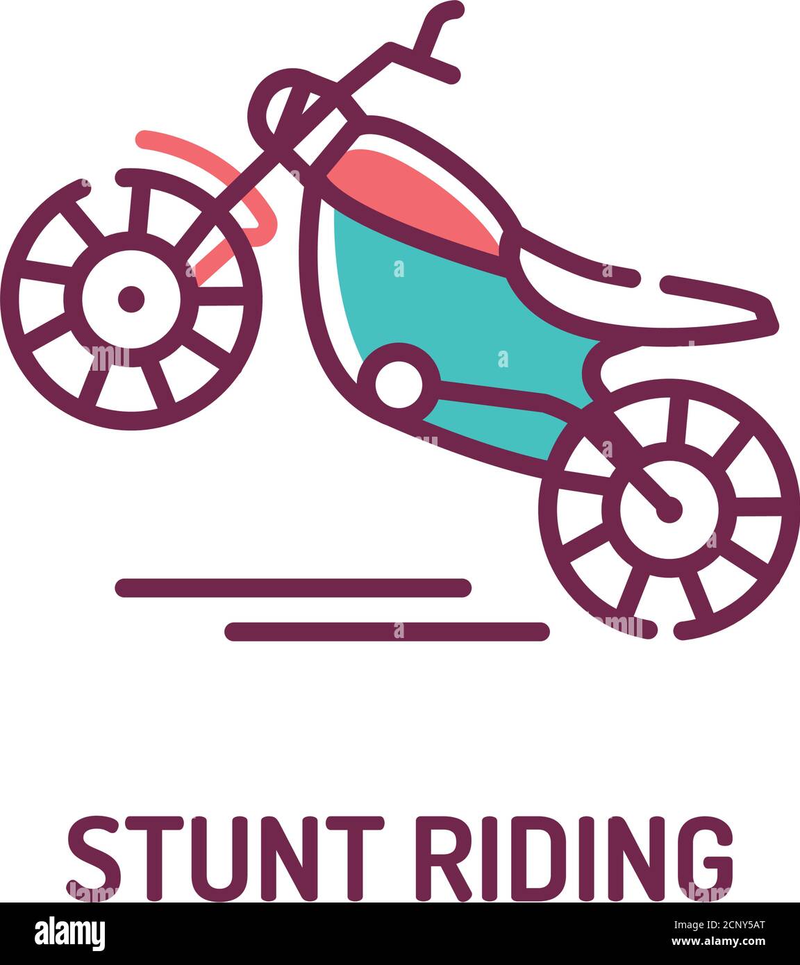 Stunt Reiten ein Motorrad Farbe Linie Symbol auf weißem Hintergrund ...