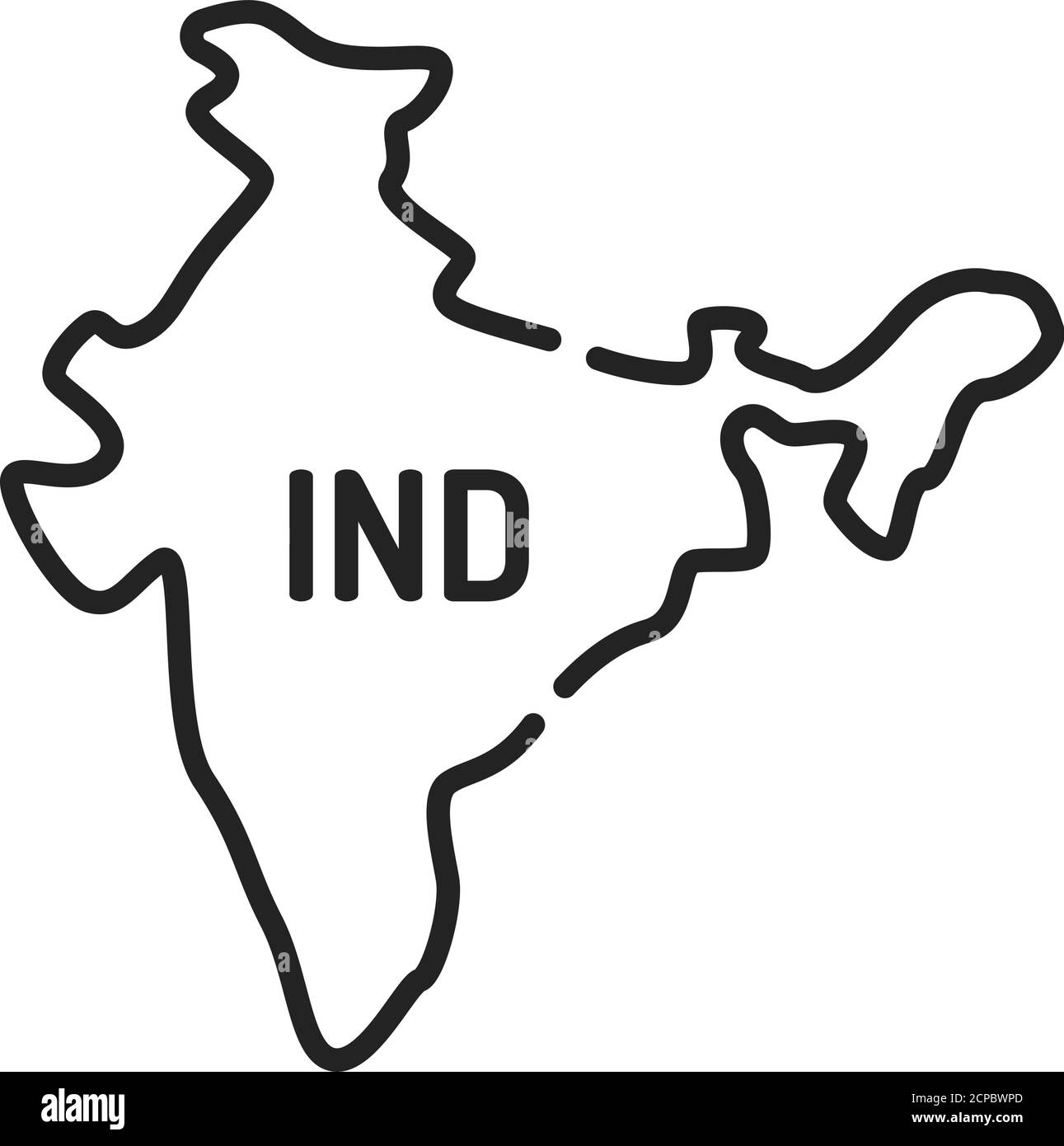 Symbol für Indien-Farblinie. Land in Südasien. Grenze des Landes ...