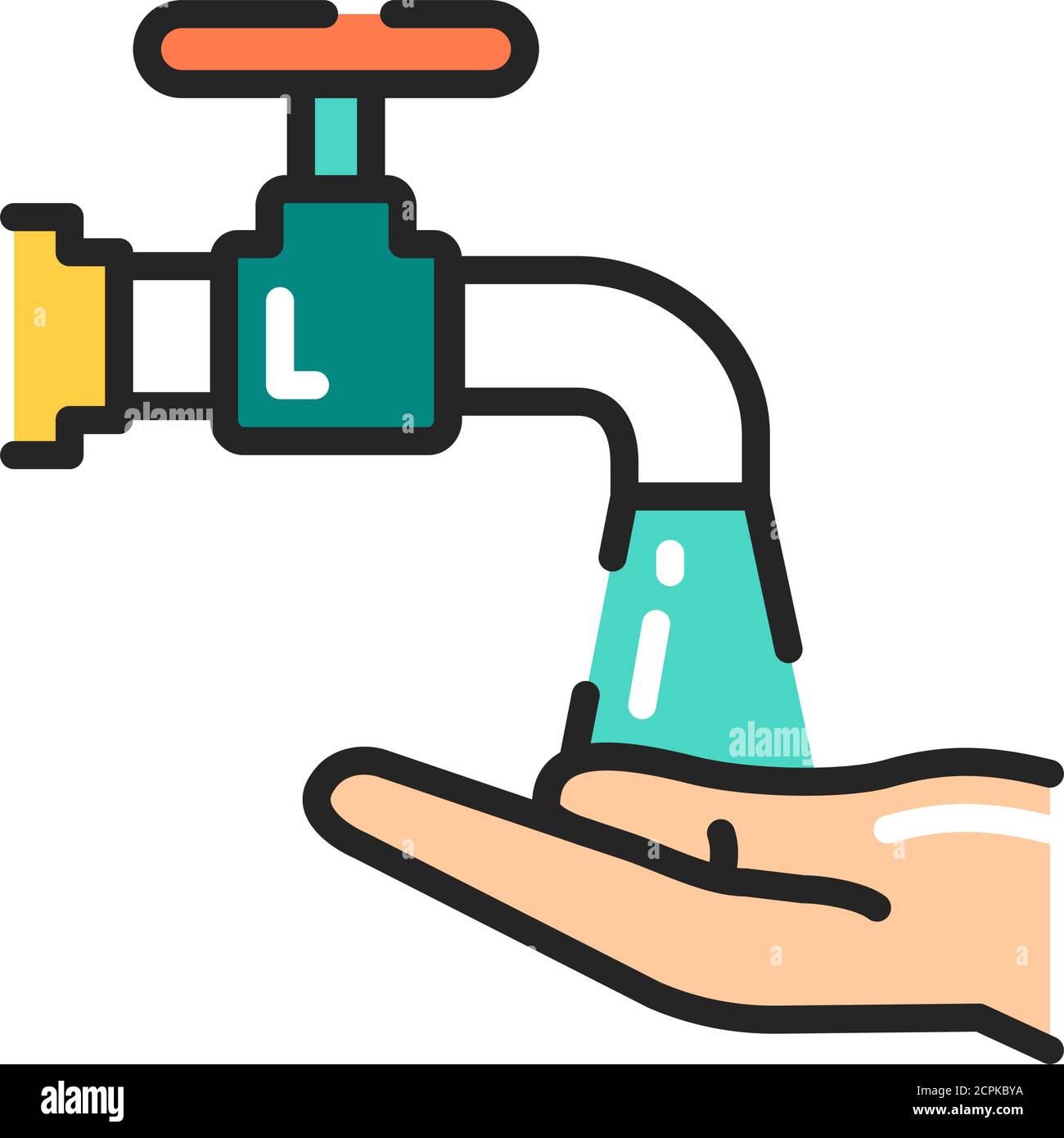 Symbol für die Farblinie der Hände waschen. Hygiene. Piktogramm für ...