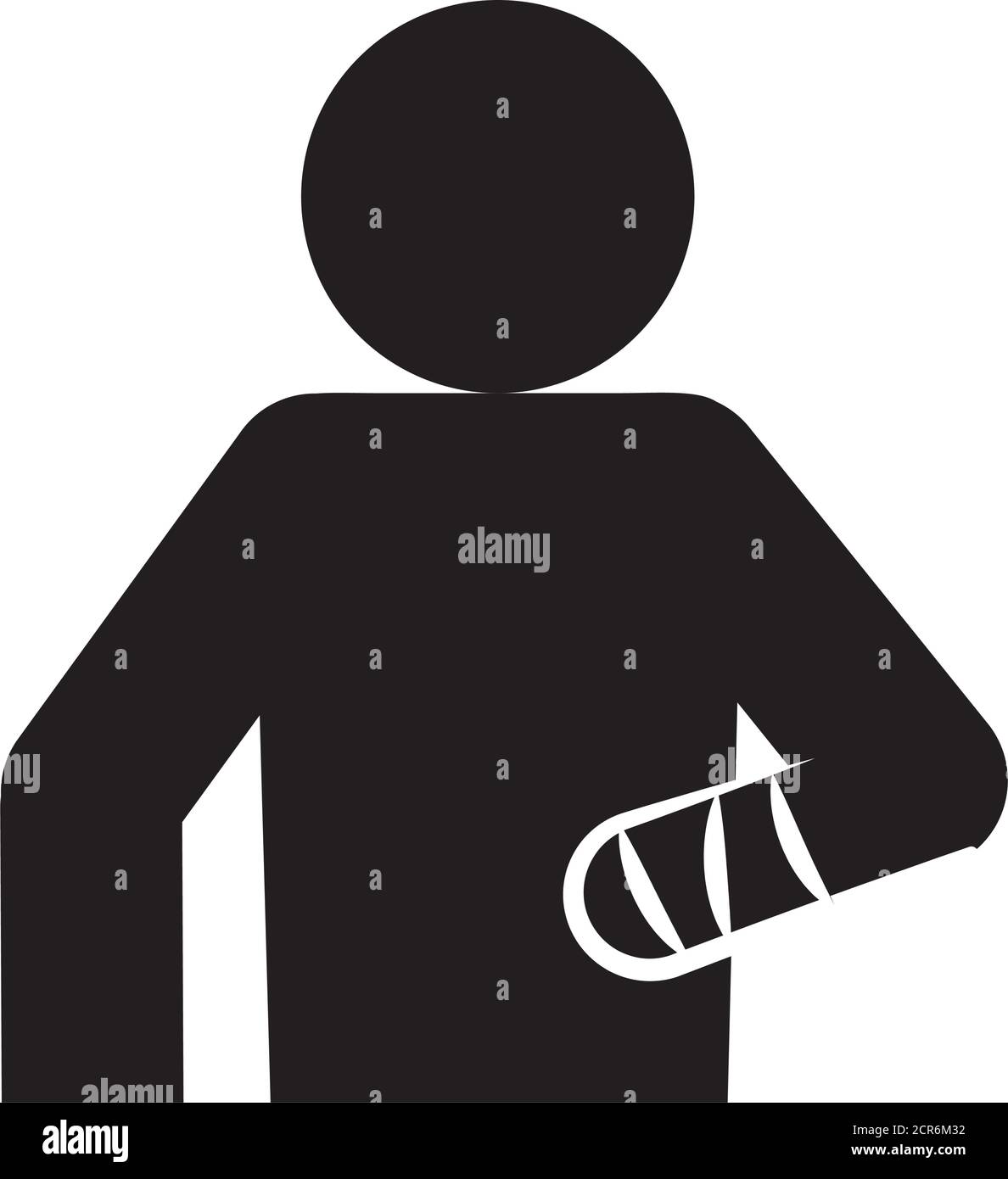 Piktogramm Mann mit Verband in der Hand über weißem Hintergrund ...