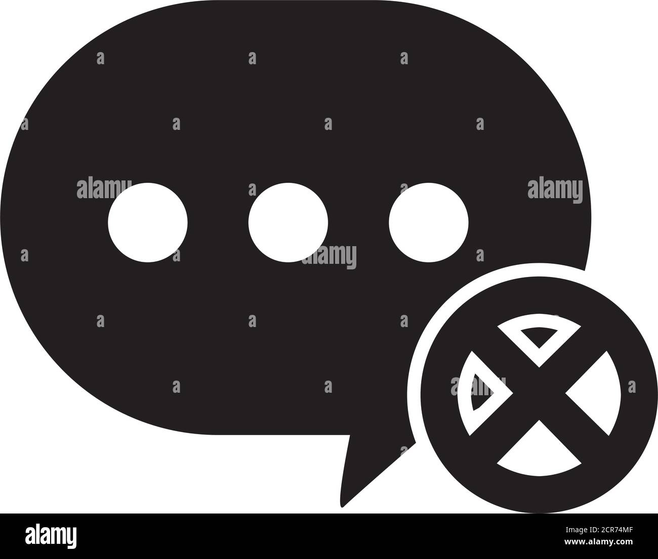Sprechblase mit verbotenem Zeichen Symbol auf weißem Hintergrund ... Sprechblase mit verbotenem Zeichen Symbol auf weißem Hintergrund ...