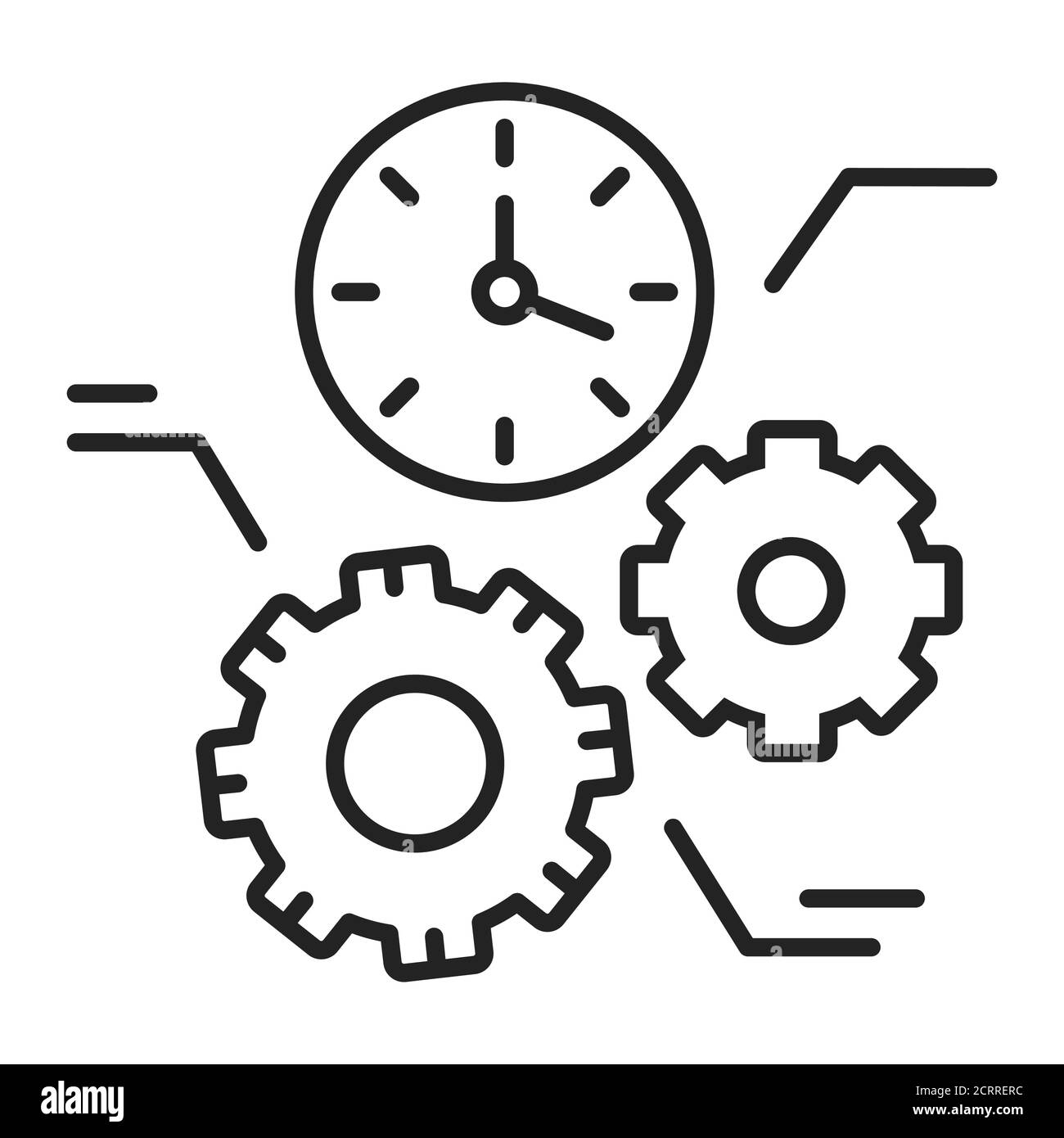 Symbol für die Zeitverwaltung mit schwarzer Linie. Prozess der Planung ...