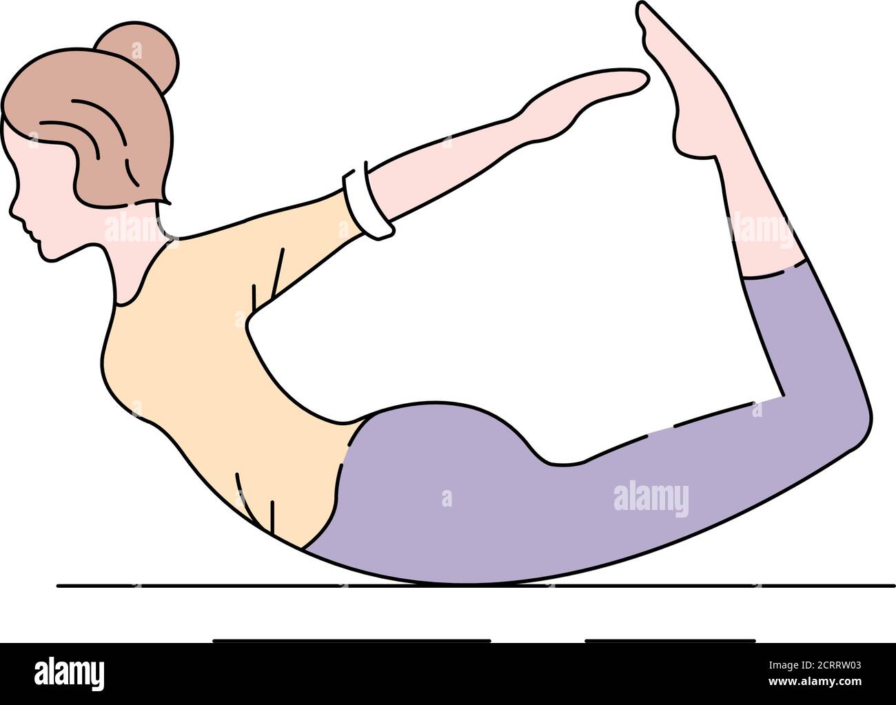 Bogen Pose Dhanurasana Farbe Linie Symbol. Aus einer Bauchlage werden ...