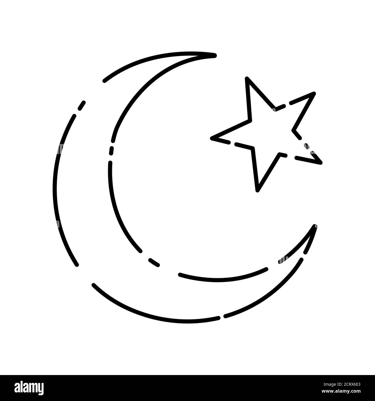 Mondsichel und Stern schwarze Linie Symbol. Symbol islamische ...