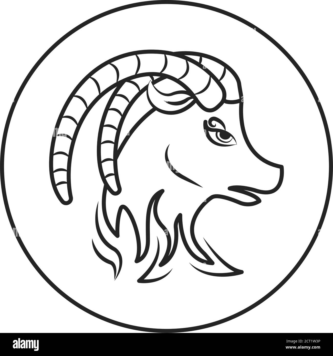 Symbol für schwarze Steinbock-Linie. Sternzeichen. Astrologie und ...