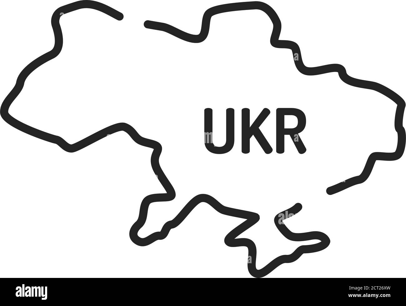Ukraine Karte schwarze Linie Symbol. Grenze des Landes. Geografie ...
