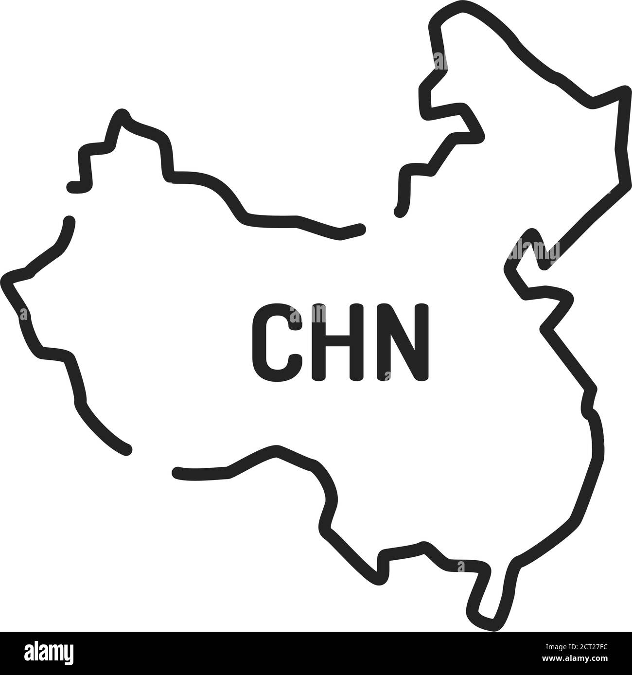 China Karte schwarze Linie Symbol. Grenze des Landes. Piktogramm für ...