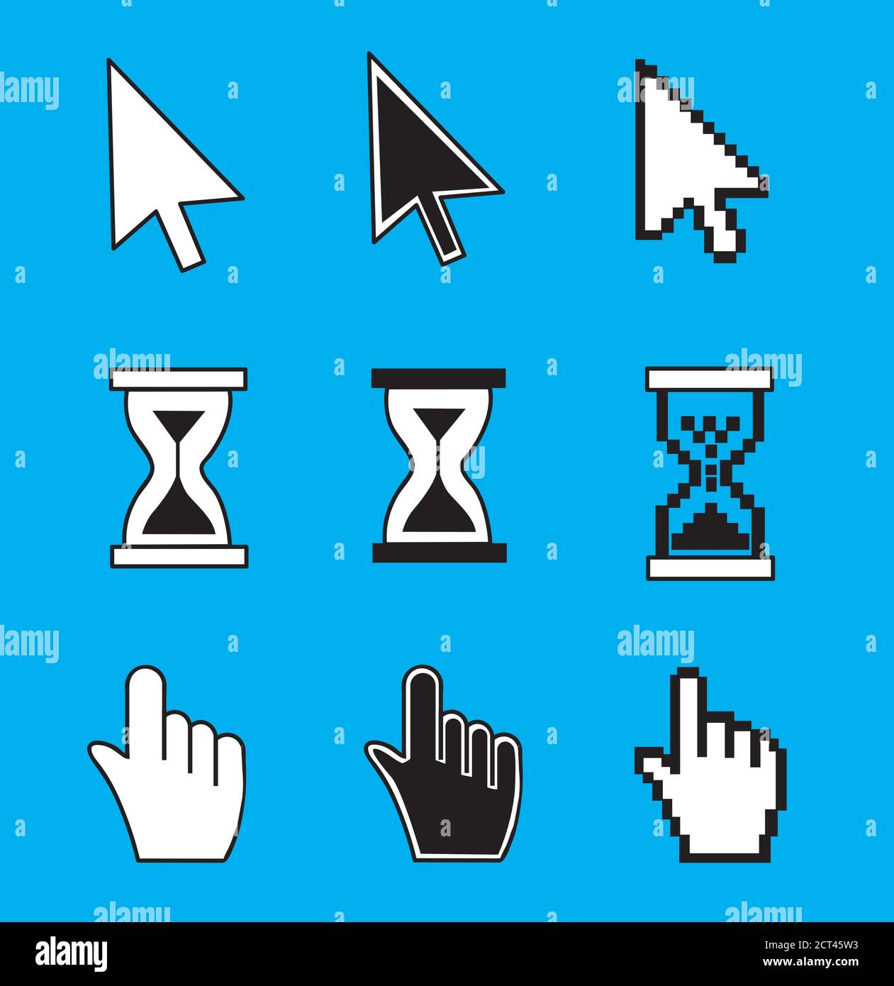 Cursor set - Maus hand Pfeil Sanduhr. Vector Illustration Stock ...