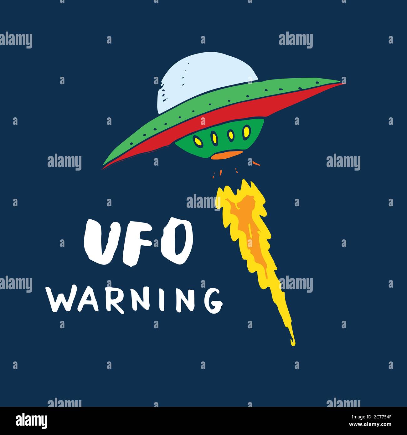 Cute UFO Cartoon Hand gezeichnet Aliens Raumschiff Doodle T-Shirt Print ...
