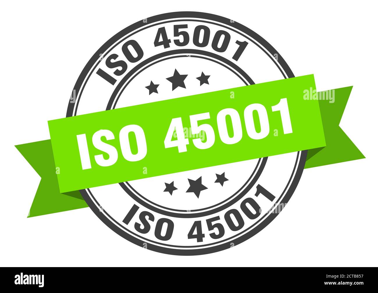 iso 45001 Label-Schild. Runder Stempel. Band. Band Stock-Vektorgrafik - Alamy