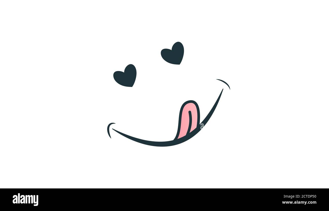 Lecker Symbol. Hungrig lächelndes Gesicht mit Mund und Zunge emoji ...