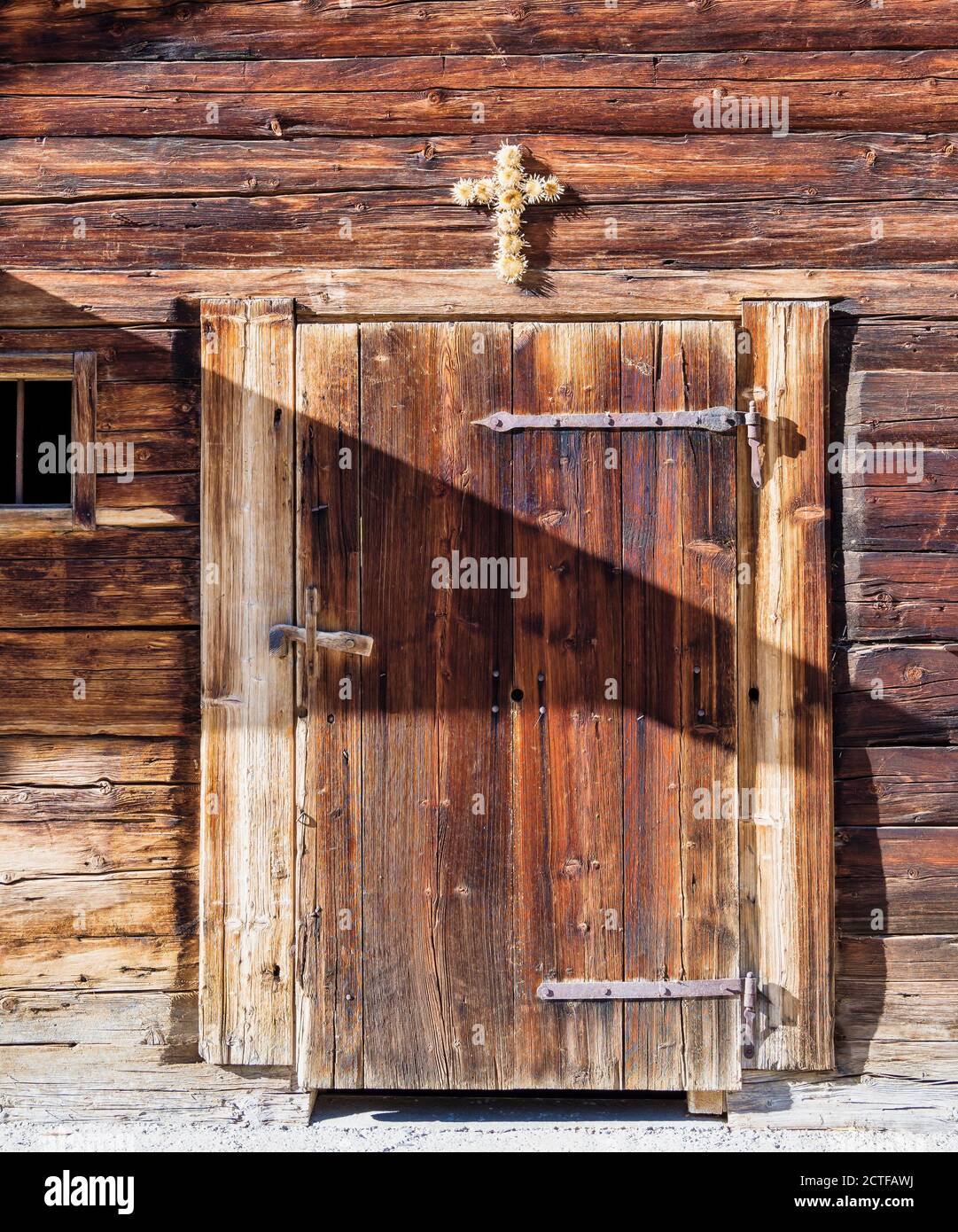 Holzhütte Details auf der eng-Alm auf dem großen Ahornboden im ...
