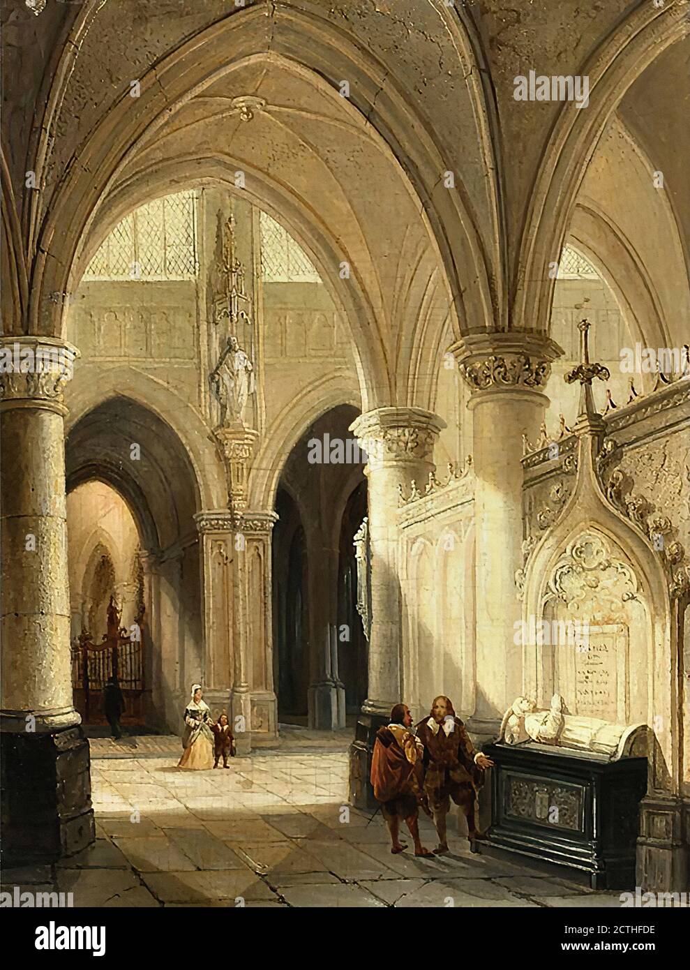 Tetar Van Elven Jan Baptiste - Figuren im 17. Jahrhundert Kleid in einer Kirche Interieur ...