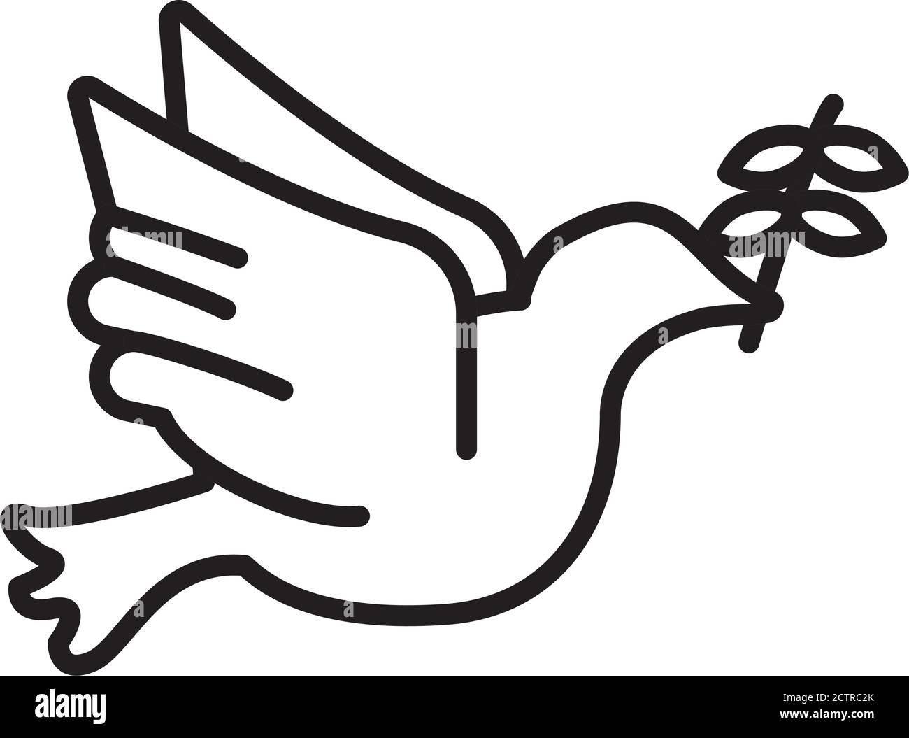 Friedenstaube mit Olive Zweig fliegende Linie Stil Icon Vektor ...