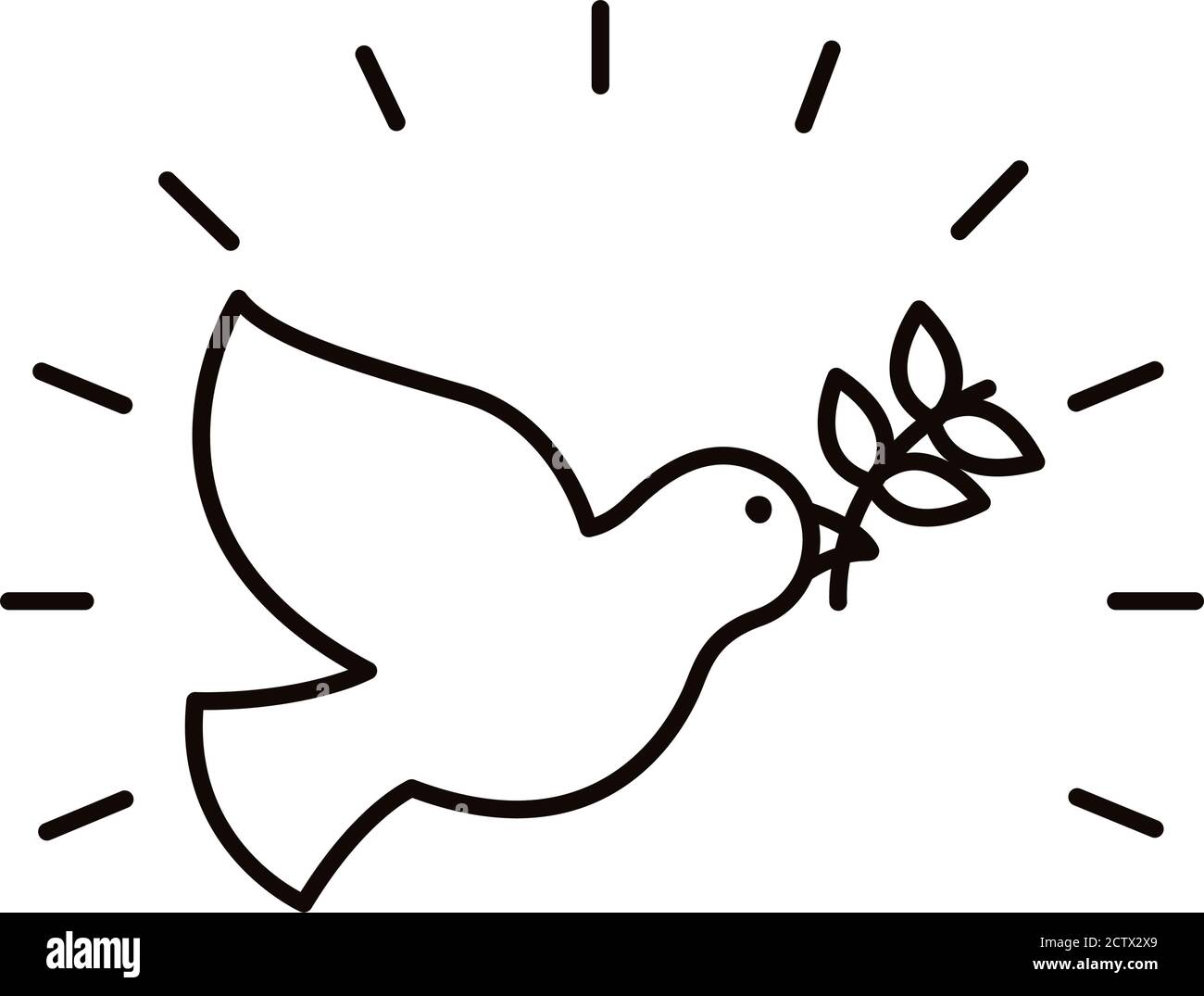 Friedenstaube mit Olive Zweig fliegende Linie Stil Icon Vektor ...