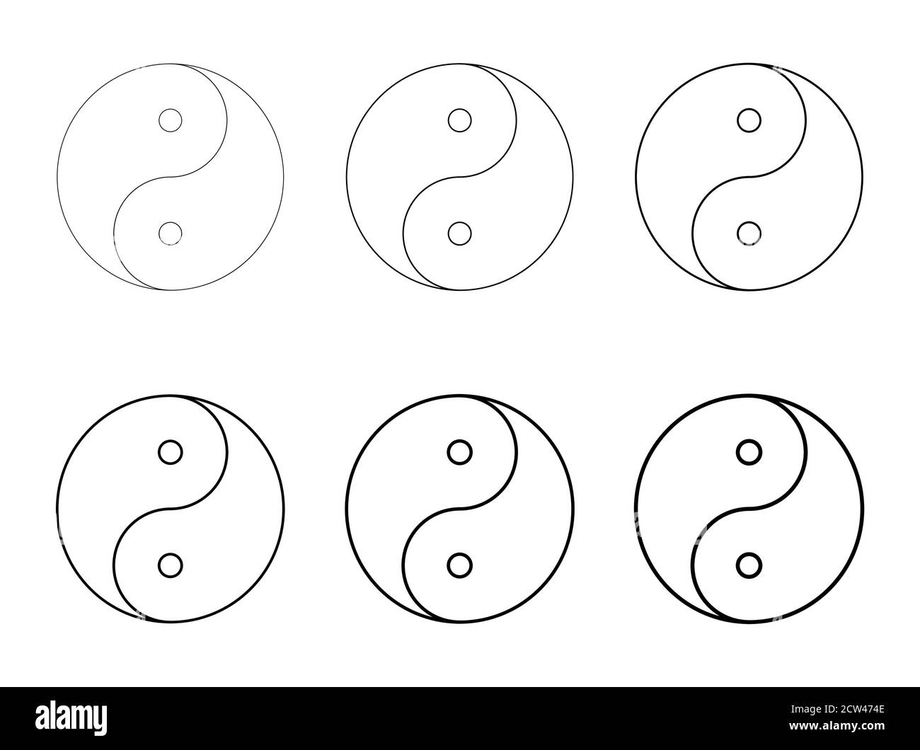 Yin Yang Set Symbol der Harmonie und Balance, Linie Sammlung Symbol auf ... Yin Yang Set Symbol der Harmonie und Balance, Linie Sammlung Symbol auf ...