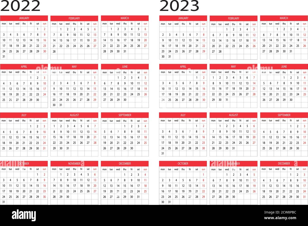 Kalender 2022 2023 Stock-Vektorgrafiken kaufen - Alamy