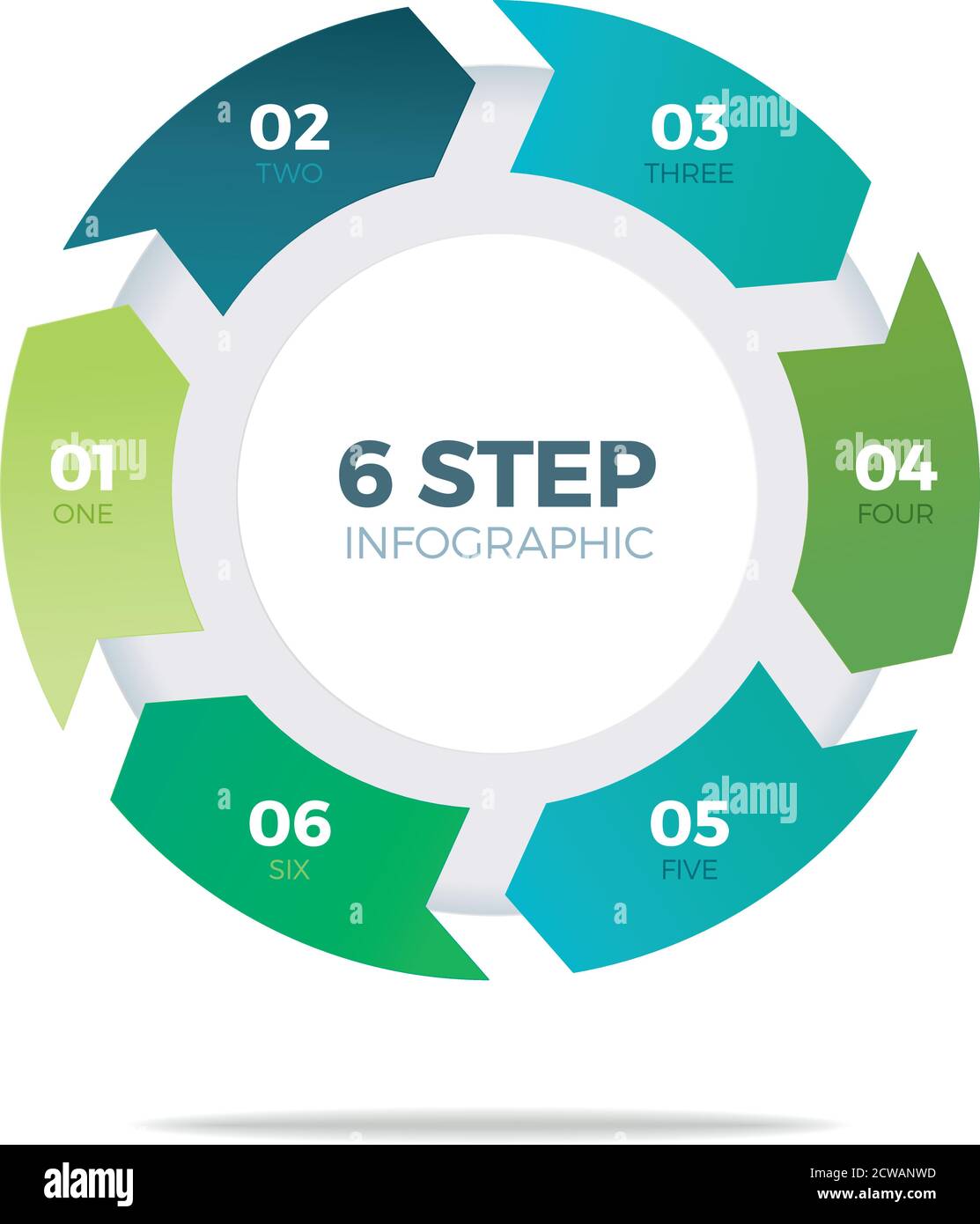 Infografik zum Kreis in sechs Schritten Stock-Vektorgrafik - Alamy