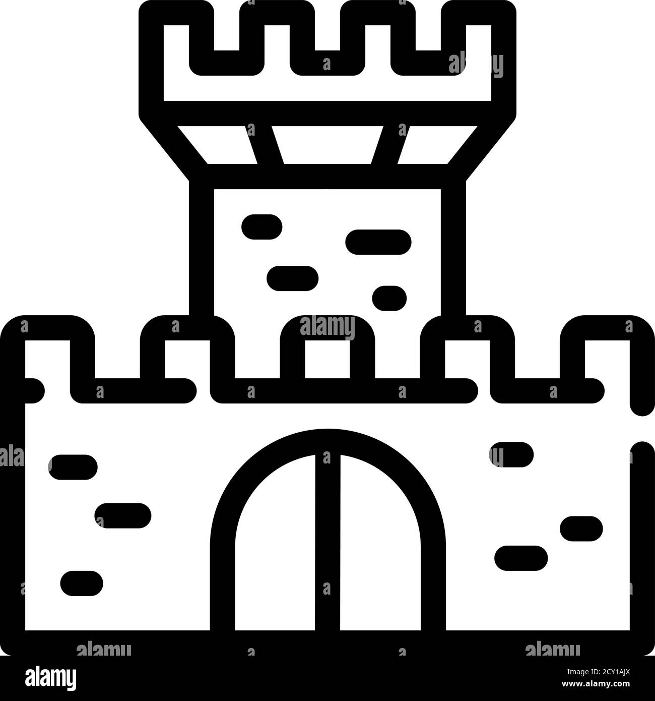 Mittelalterliche Burg Linie Symbol Vektor schwarz Illustration Stock ...