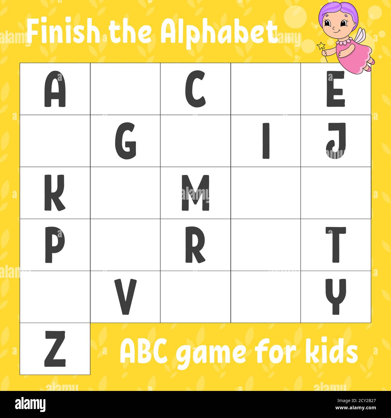 Das Alphabet fertig stellen. ABC-Spiel für Kinder. Arbeitsblatt zur ...