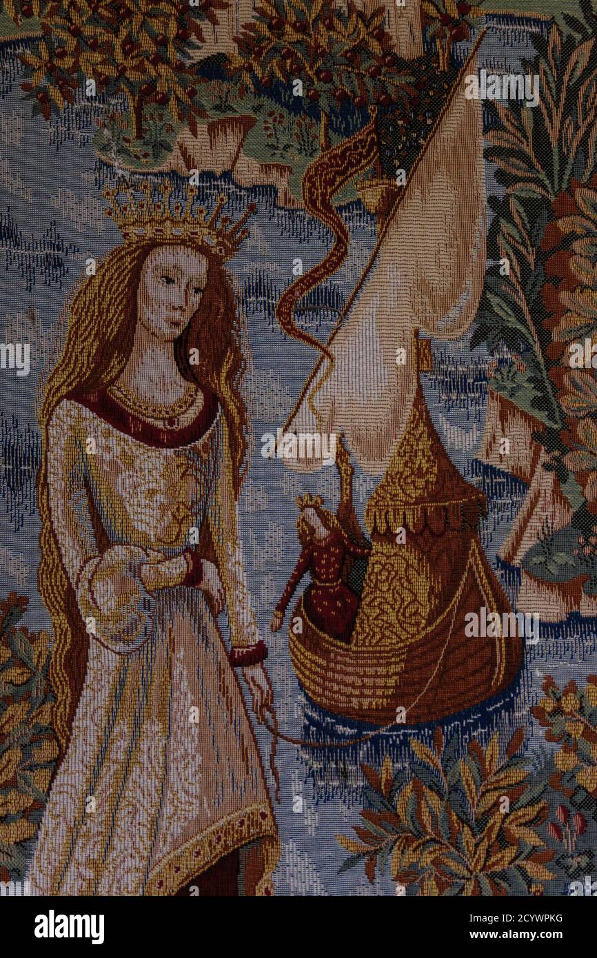 Tapiz representando una escena medieval,sala de los musicos- capilla ...