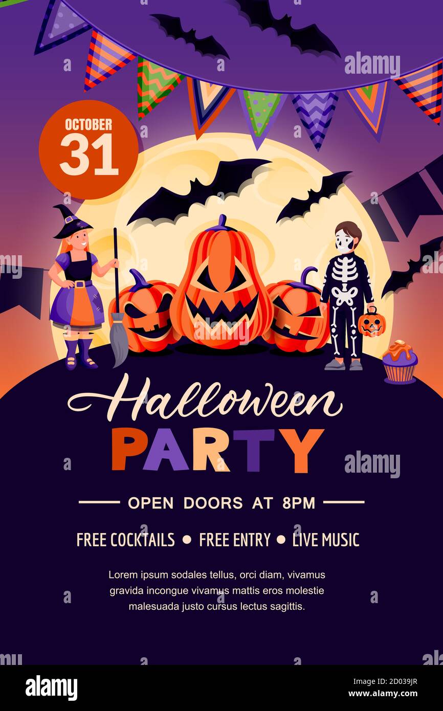 Halloween Urlaub Poster Banner Vorlage. Party Flyer Einladungslayout ...