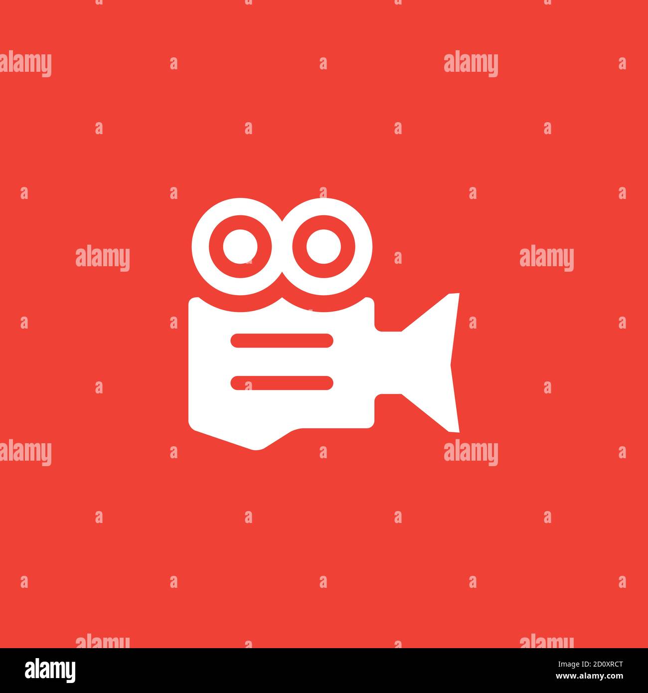 Filmkamera-Symbol Auf Rotem Hintergrund. Rote Flache Vektorgrafik Stock ...