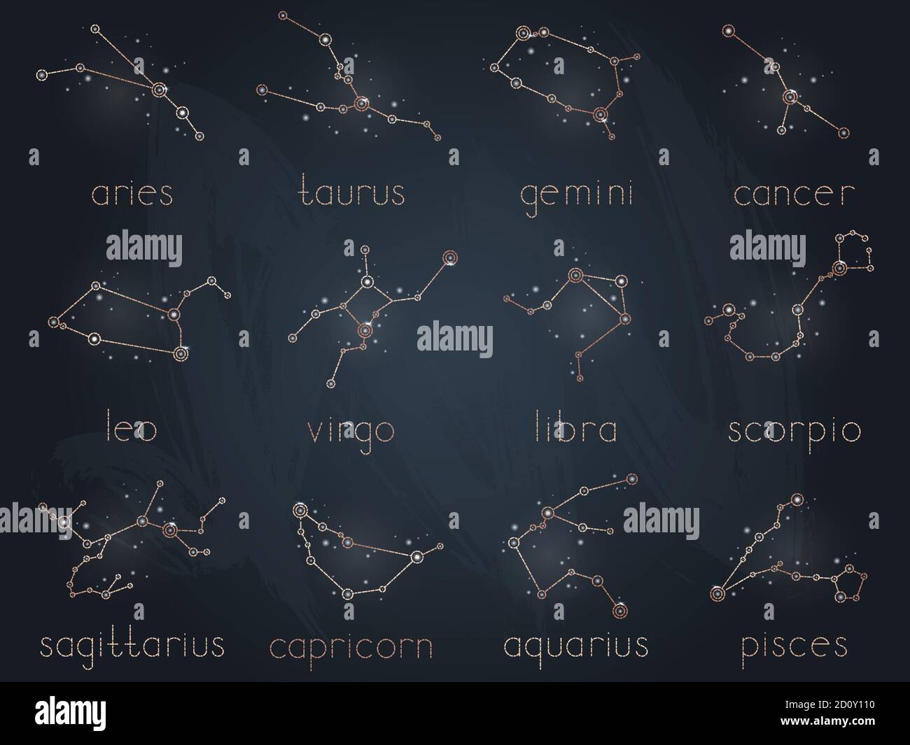 Vektor-Set von Sternzeichen Sternbilder. Horoskop-Sammlung: widder ...