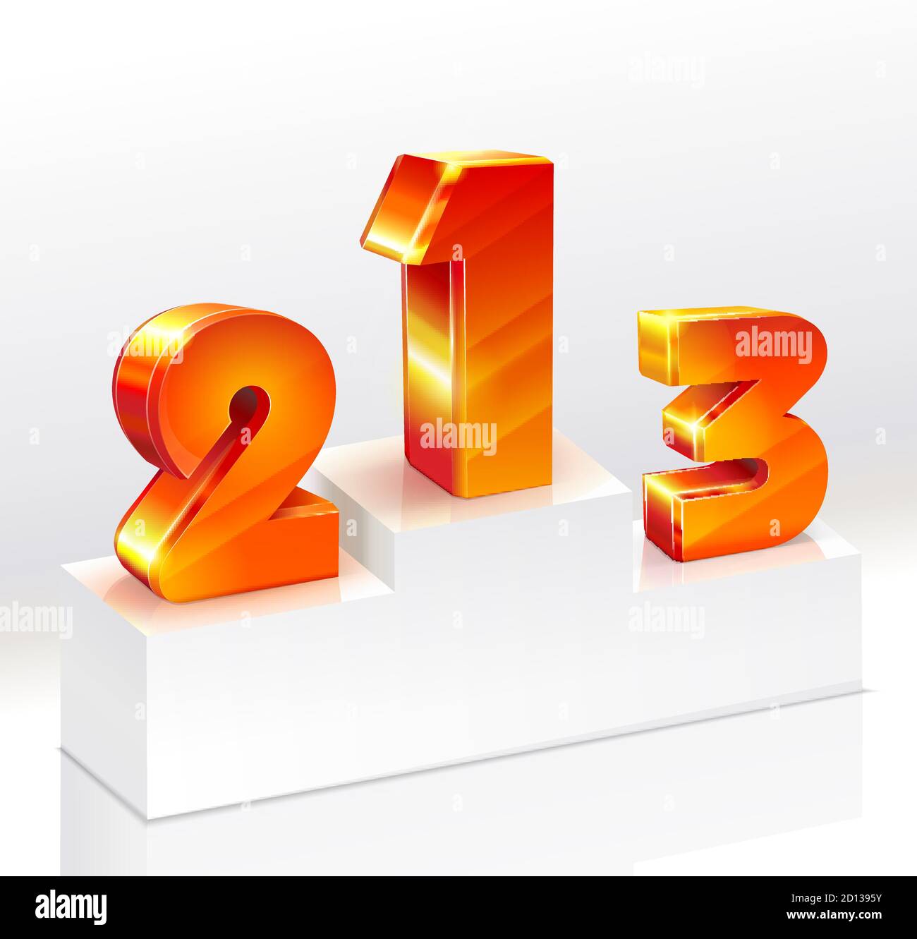 Erster Platz Design. Siegerpodest auf weißem Hintergrund. Weißes Podium ...