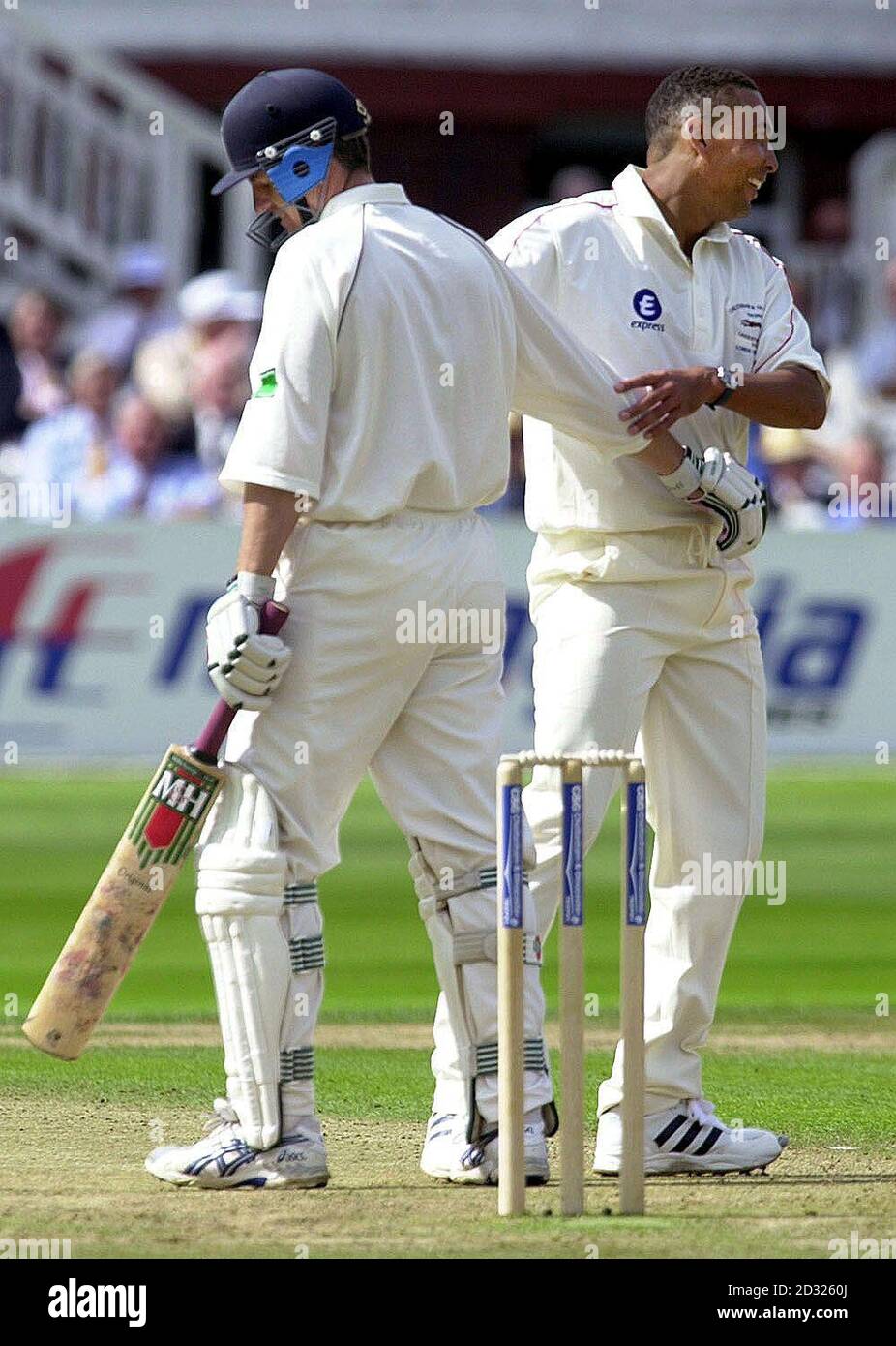 Leicestershires Phil Defreitas (rechts) und Somerset-Schlagmann Peter ...