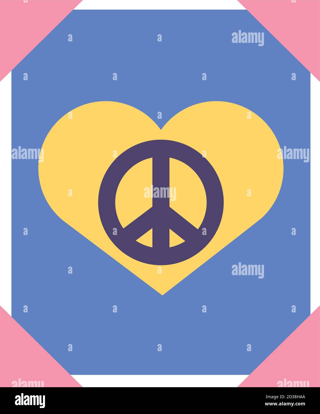Poster mit Frieden Symbol in Herz flach Stil Icon Vektor ...