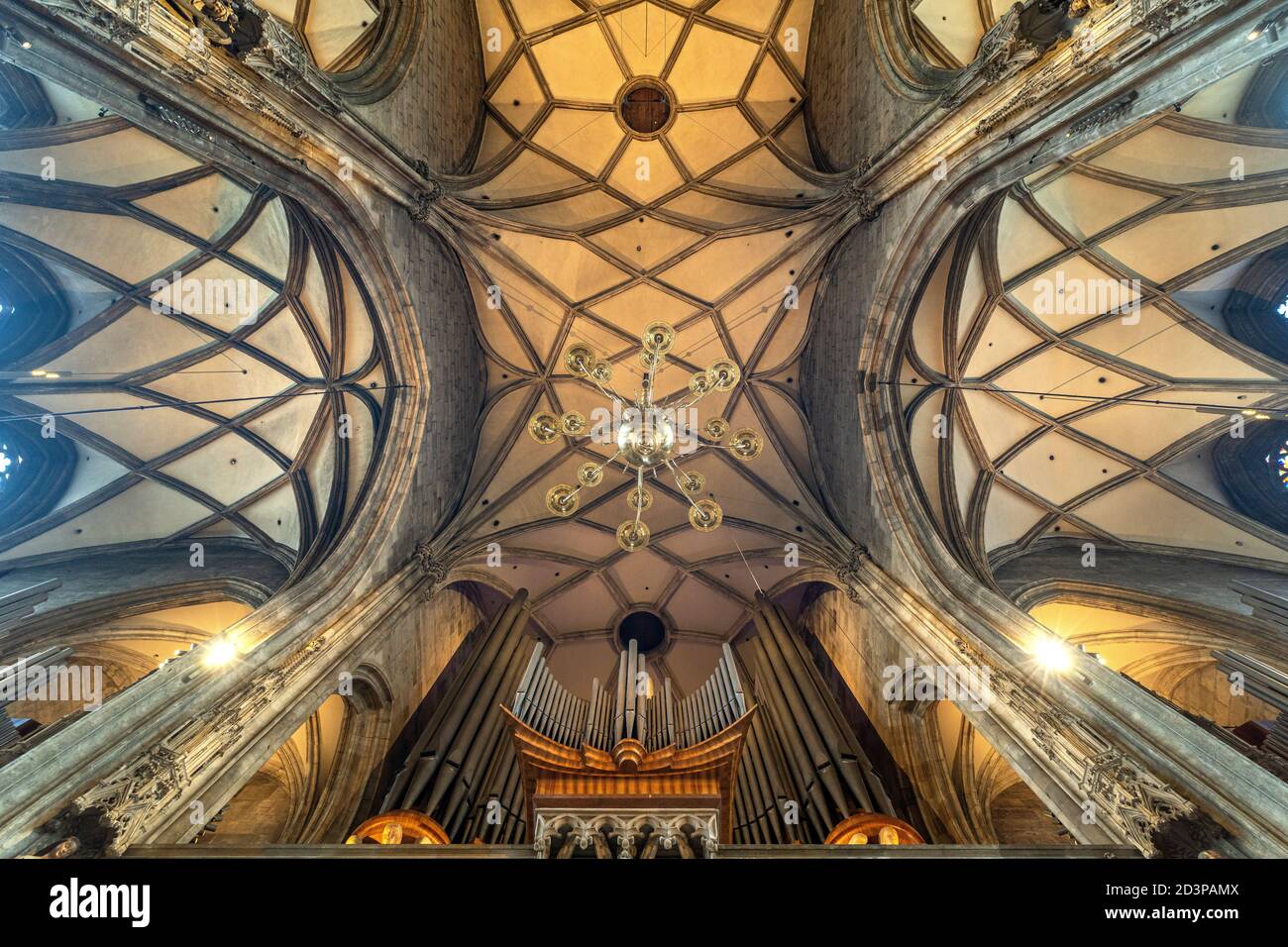 Kirchenorgel und Decke des Stephansdom in Wien, Österreich, Europa - St ...