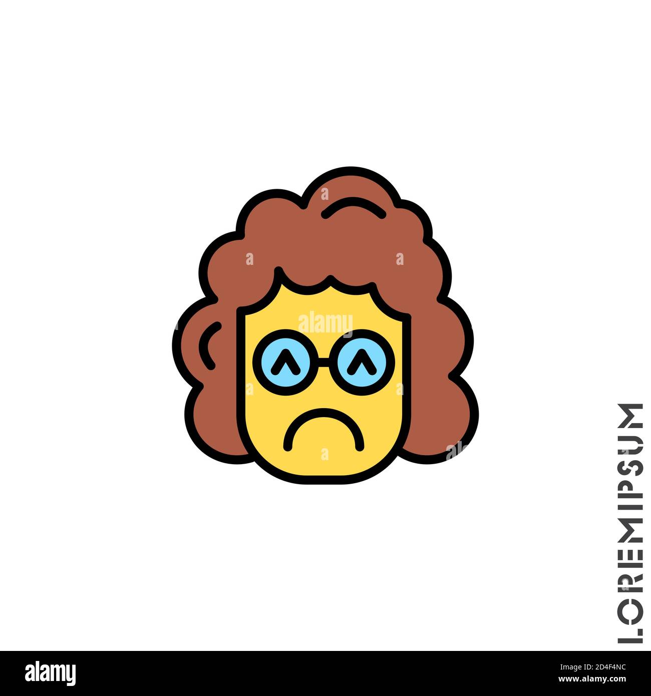 Deprimiert, traurig, betonte gelbe Emoji Mädchen, Frau Symbol Vektor ...