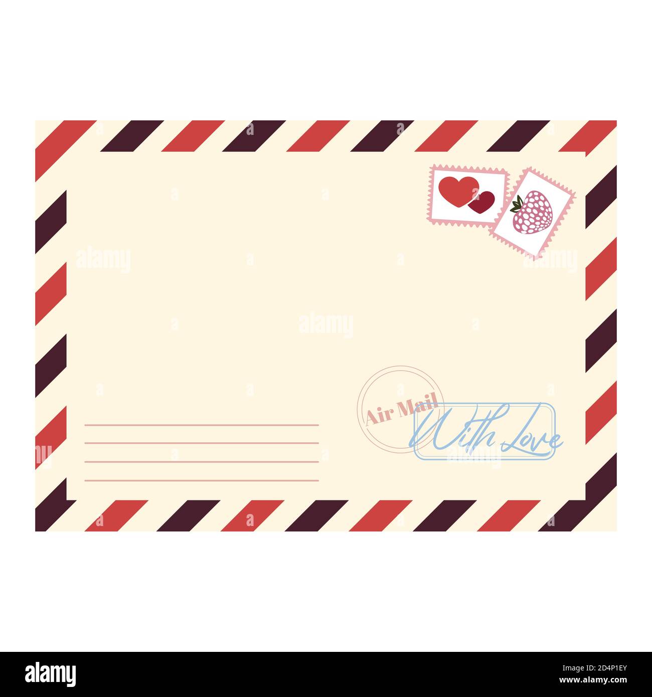 Leerer Umschlag mit Poststempeln. Brief Vektor-Illustration in flachen ...