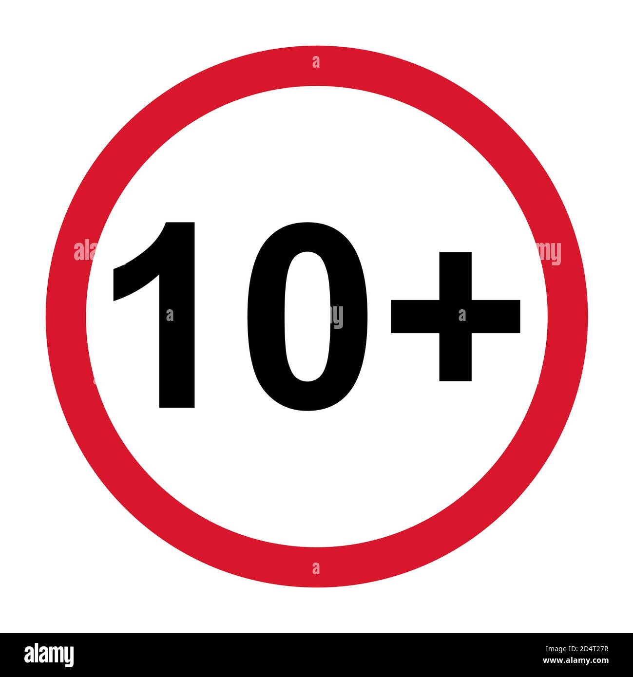 10+ Beschränkung flaches Zeichen isoliert auf weißem Hintergrund ...