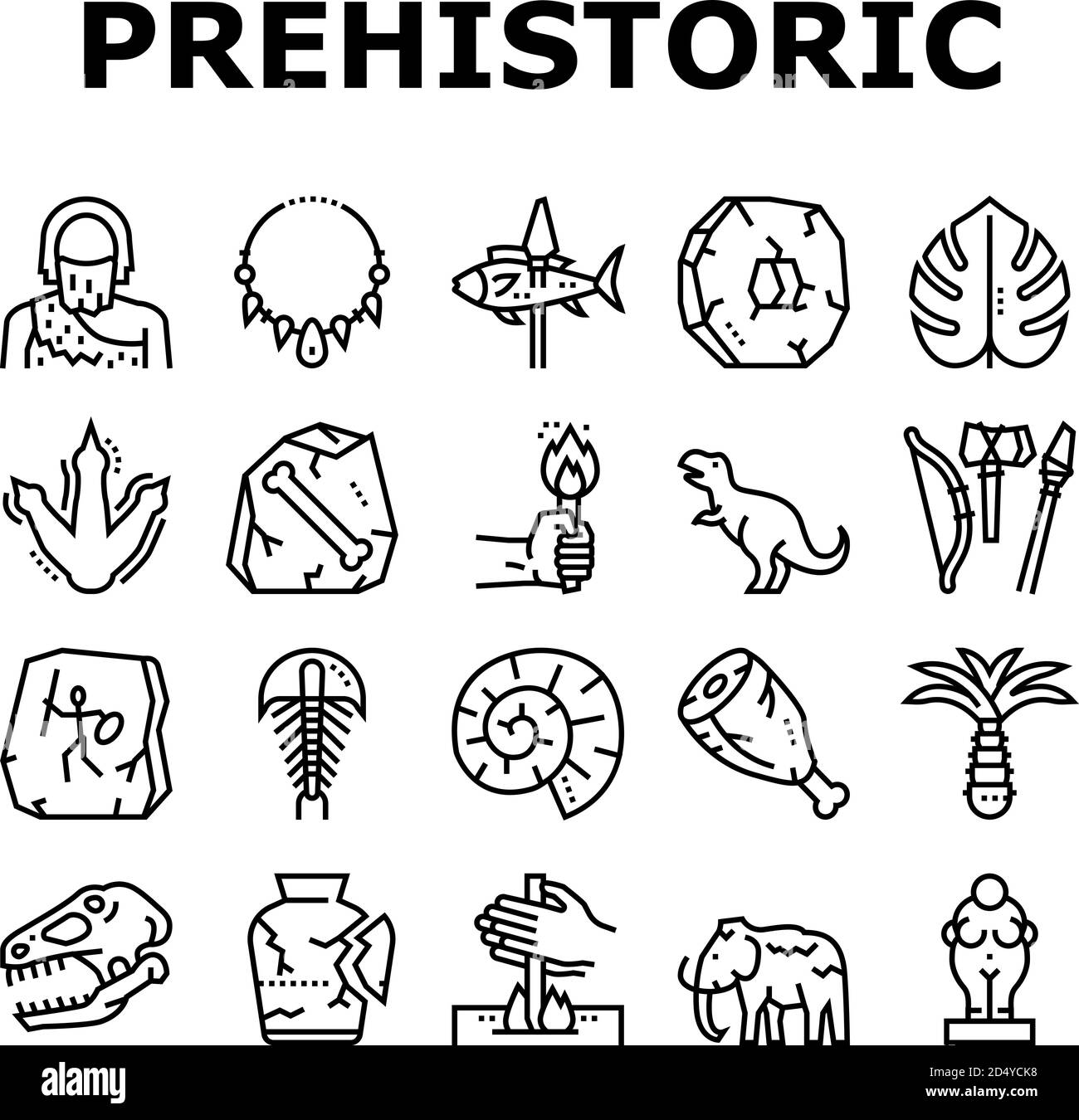 Prähistorische Periode Sammlung Symbole Setzen Vektor Stock ...