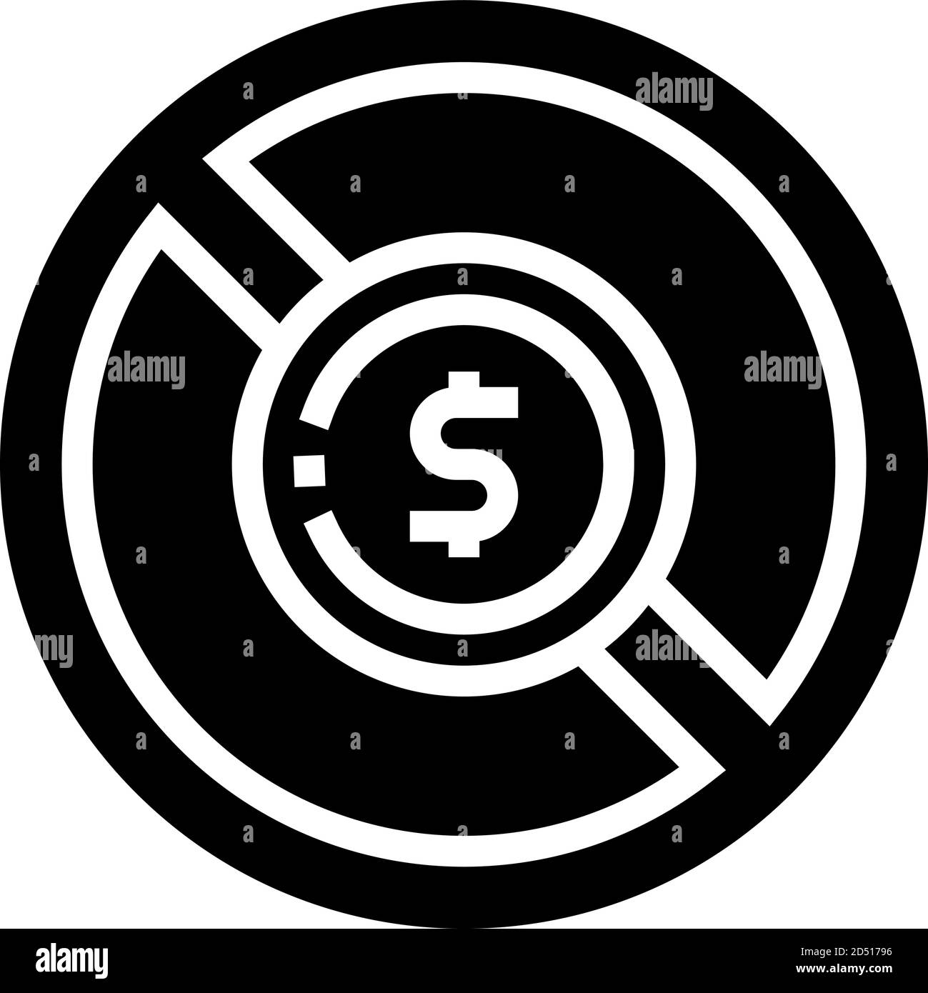 Geld durchgestrichen Münze Glyphe Symbol Vektor Illustration Stock ...