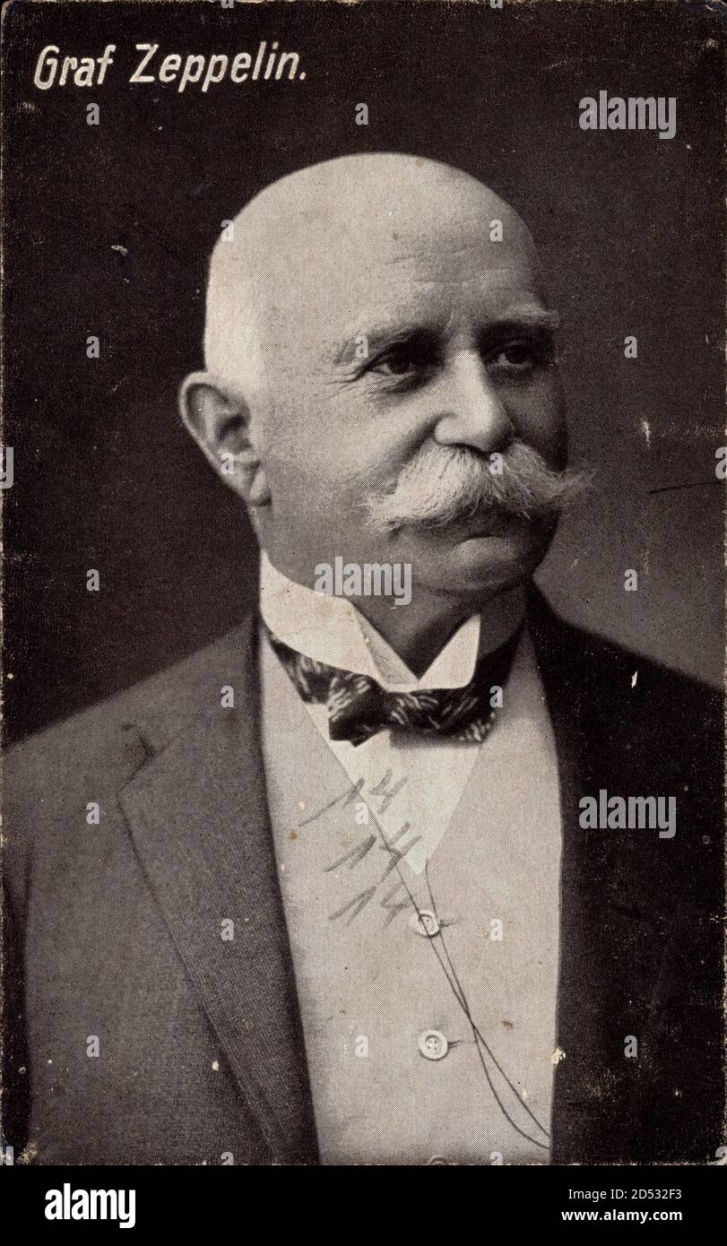 Luftfahrtpionier und Erfinder Ferdinand Graf von Zeppelin, Portrait ...