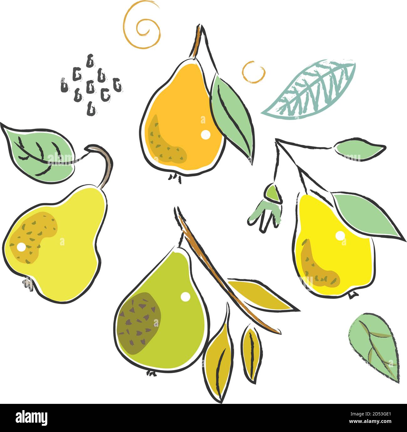 Cute Winter Symbol mit Birnen. Hand gezeichnet, im skandinavischen Stil ...