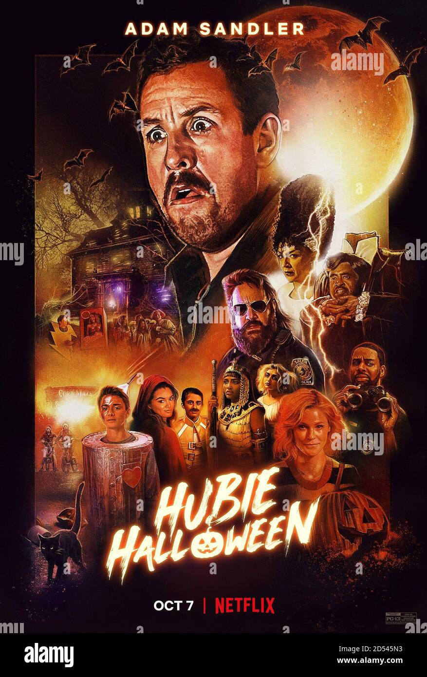 HUBIE HALLOWEEN, US-Poster, oben: Adam Sandler; Mitte 3 von links ...