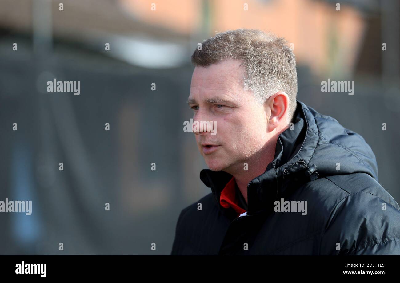 Der neue Coventry City Manager Mark Robins spricht mit der Presse In ...