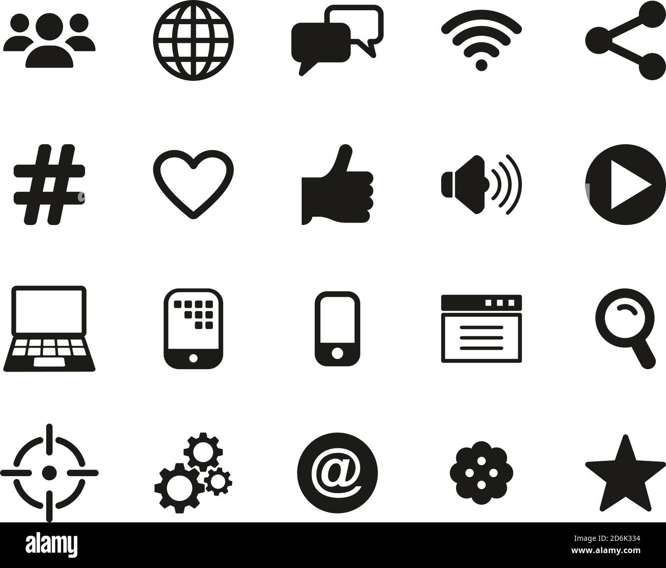 Digitale Werbung Icons Black & White Set Big Stock-Vektorgrafik - Alamy