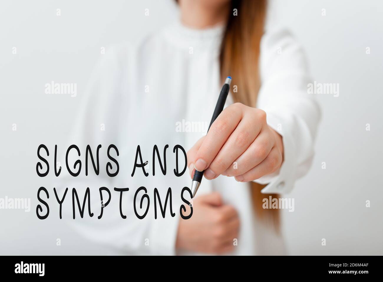 Handschrift Text Anzeichen und Symptome. Konzeptuelle Foto-Anomalien ...