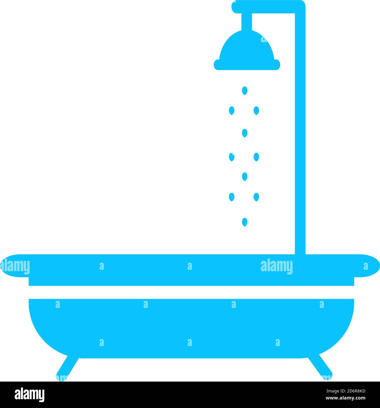 Duschsymbol-Wohnung. Blaues Piktogramm auf weißem Hintergrund. Symbol ...