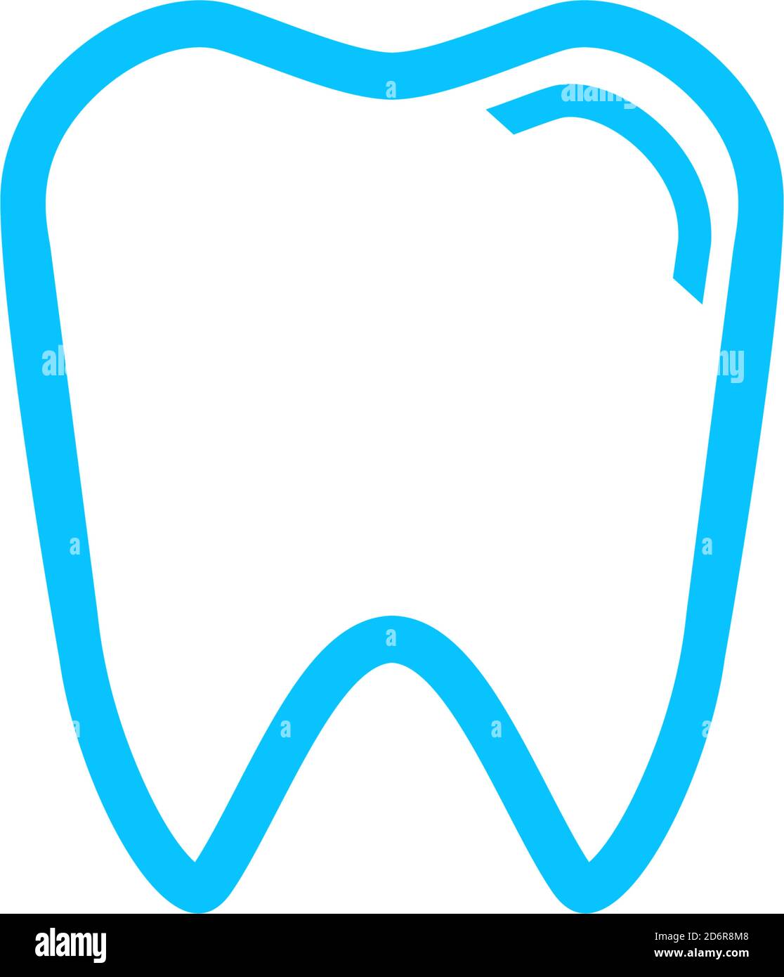 Zahnsymbol flach. Blaues Piktogramm auf weißem Hintergrund. Symbol für ...