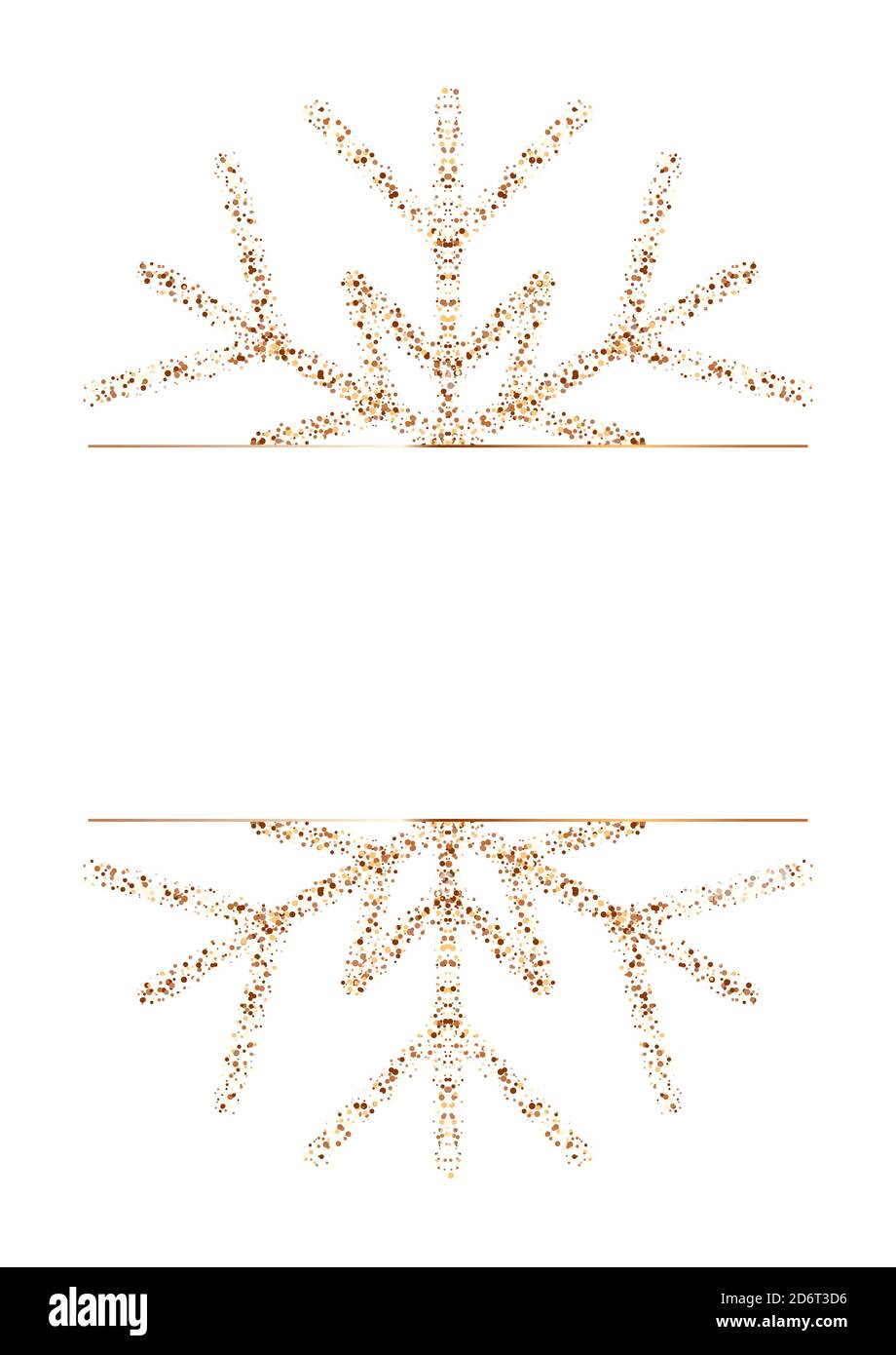 Glitzer-Rahmen mit goldener Schneeflocke isoliert auf weißem ...