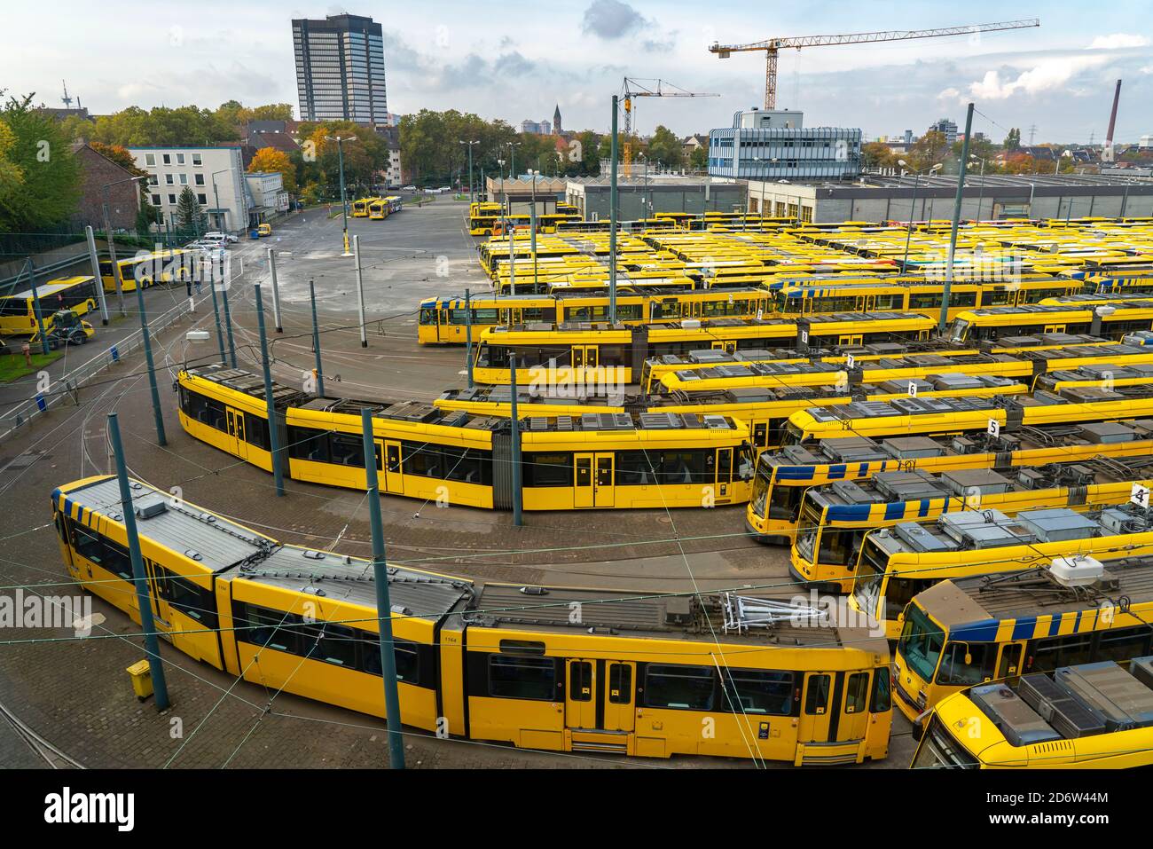 Bus- und Straßenbahndepot der Ruhrbahn, Nahverkehrsgesellschaft, in ...